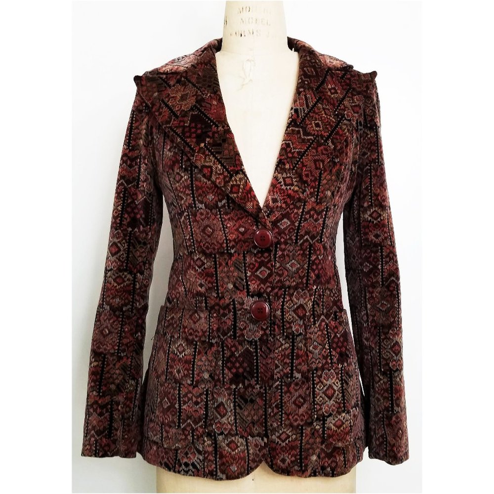 Vintage Focus 70s Womens Boho Fitted Velvet Jacket Bl… - Gem